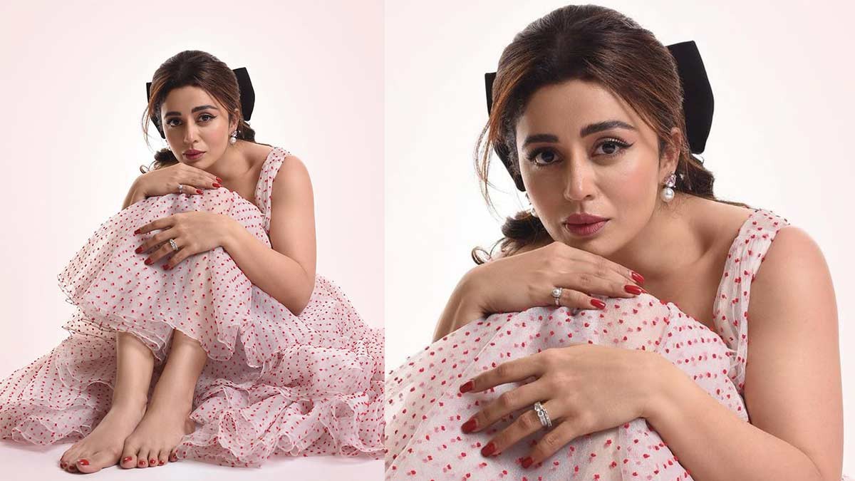 Neha Pendse Flaunts Her Curves in Pink Polka Dot Maxi