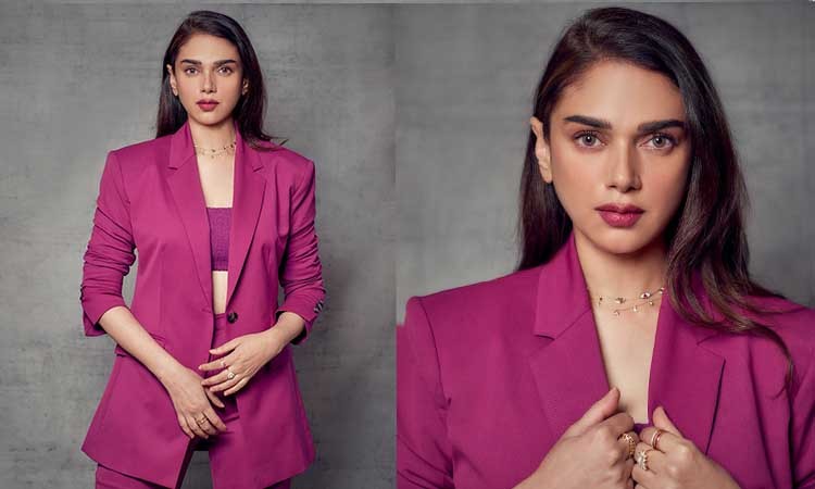 Aditi Rao Hydari delivers boss lady vibes in a magenta pantsuit