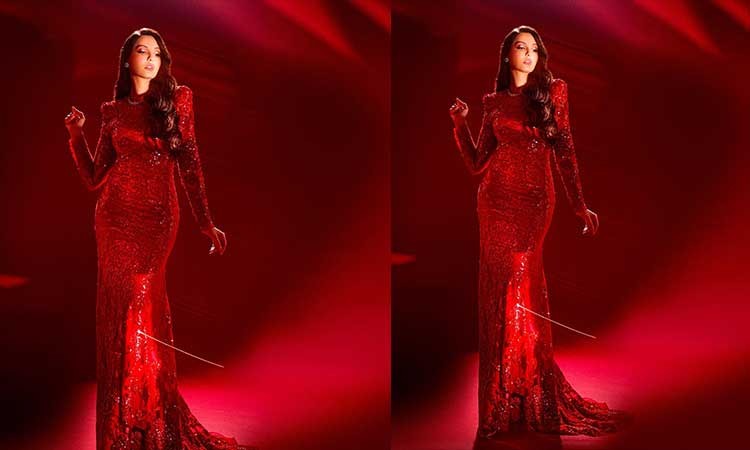 Nora Fatehi exudes hotness, elegance in glittery red dress