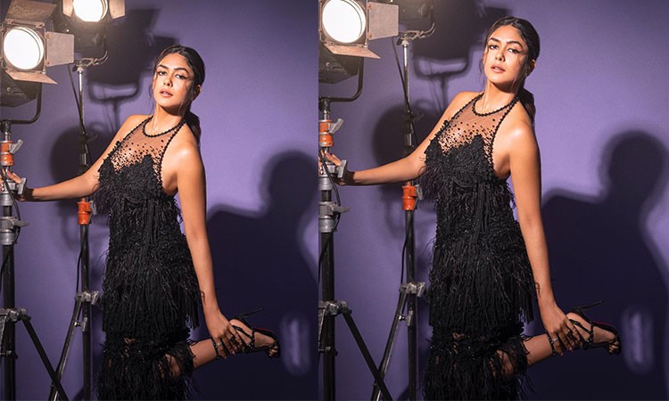 Mrunal Thakur flaunts her curves in halter neck black dress