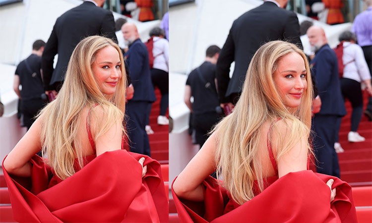 Red Carpet Stunner: Jennifer Lawrence shines in glamorous red gown