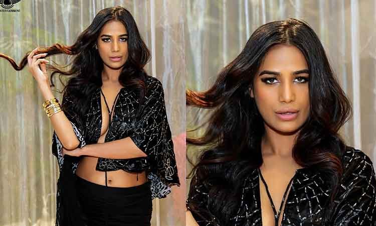 Sizzling in Black: Poonam Pandey sets hearts aflutter in stunning sari-skirt